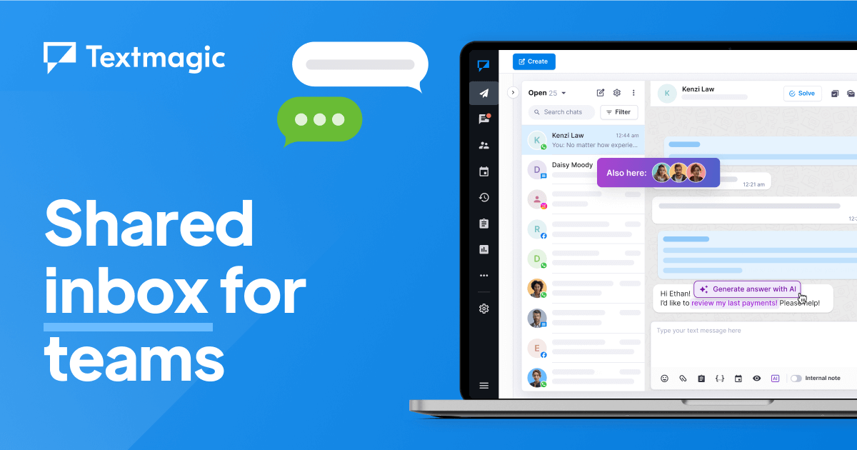 Shared inbox with unlimited seats and contacts – Textmagic